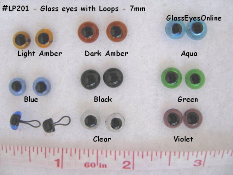 7 Pair Glass Sew on Eyes With Wire Loops Choose Size 4mm to - Etsy
