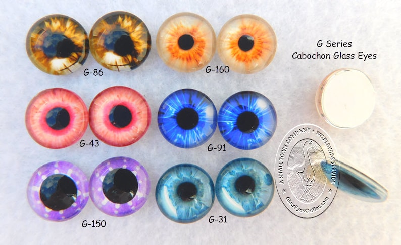 1 Pair Glass Cabochon Eyes Size 8mm 10mm 12mm 14mm 16mm 20mm | Etsy