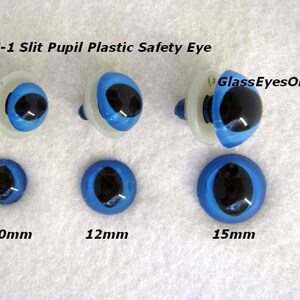 12 PAIR 10mm or 12mm or 15mm SLIT Pupil Plastic Safety Eyes Choose ...