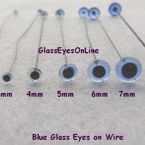 7 PAIR Asst Size 2mm to 8mm Glass Eyes on WIRE Choose Color for Teddy ...