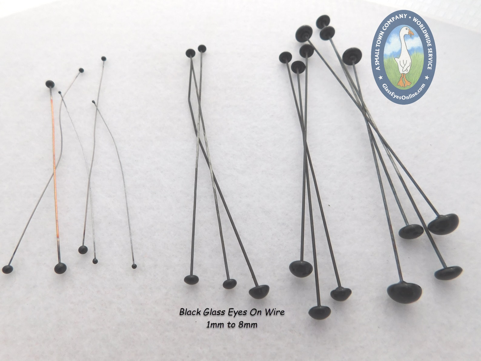 6 PAIR GLASS EYES on Wire Solid Black Choose 1mm to 8mm for | Etsy