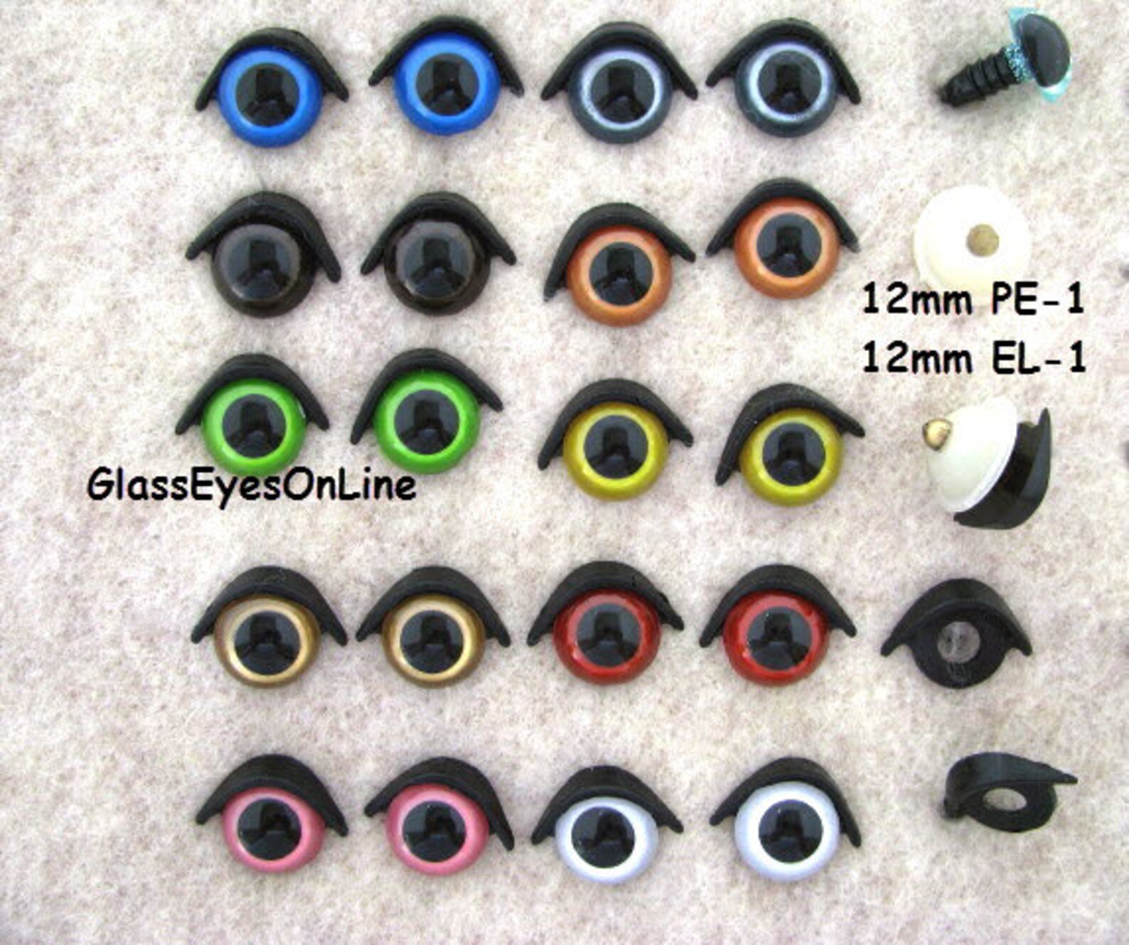 8mm or 10mm or 12mm Safety Eyes With Eye Lids Set 10 Pair for Teddy ...