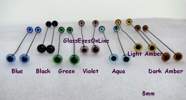 12 PAIR Glass Eyes On Wire 2mm or 3mm or 4mm or 5mm or 6mm or | Etsy