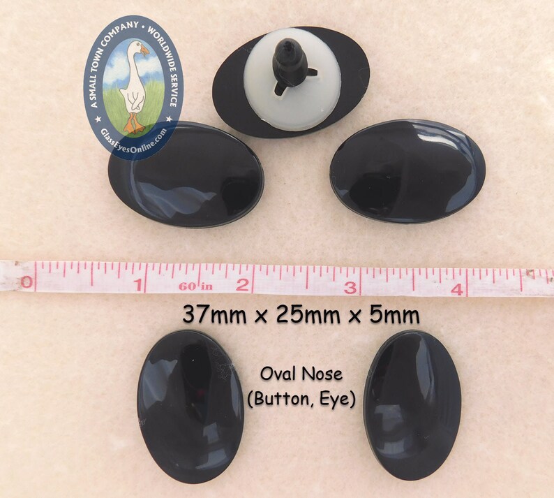 6 Black Oval Safety Noses 47mm or 37mm Use Also for Eyes or Buttons for ...
