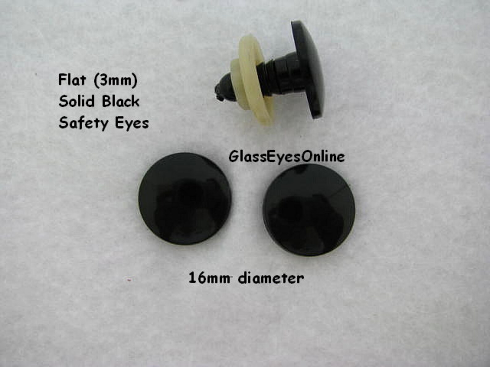 12 Pair Round Flat Safety Eyes, Noses, Buttons BLACK 13mm or 16mm for ...