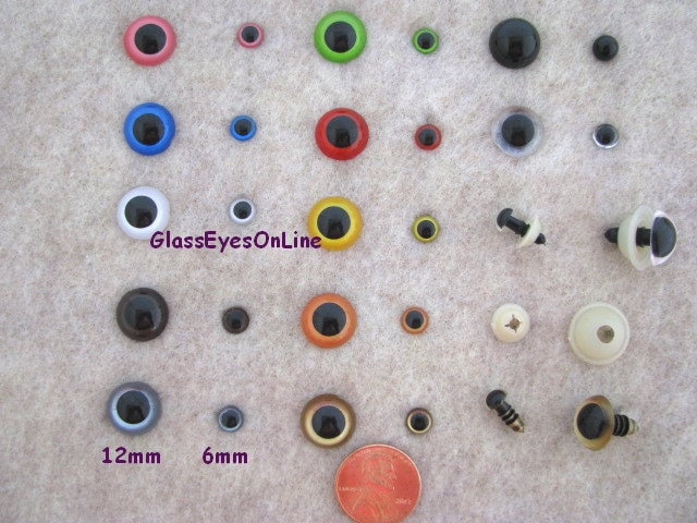 20 PAIR Assorted Size 6mm to 12mm Safety Eyes Choose Color for Teddy ...