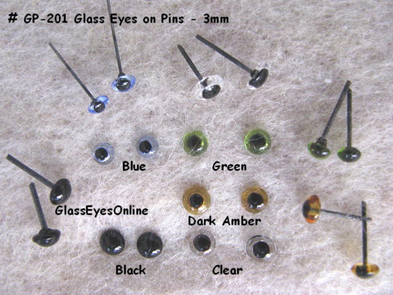 20 PAIR Glass Eyes on Wire Pins Choose Size 3mm to 8mm for - Etsy