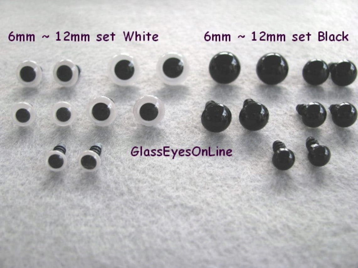 20 PAIR Assorted Size 6mm to 12mm Safety Eyes Choose Color for Teddy ...