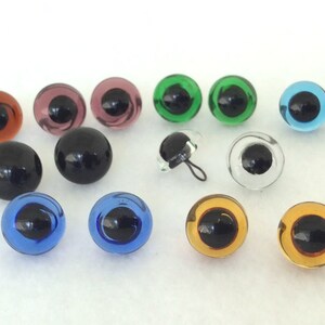 7 Pair Glass Sew on Eyes With Wire Loops Choose Size 4mm to 8mm Mix ...