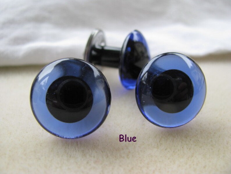 6 PAIR Safety Eyes Transparent Colors Acrylic With Metal Washers 14mm ...