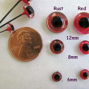 6 Pair 4mm or 5mm or 6mm or 7mm or 8mm Glass EYES on Wire Iridescent ...