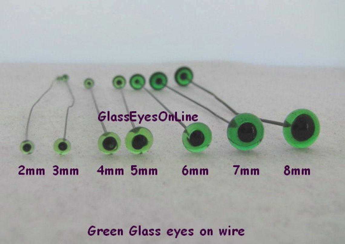 12 PAIR Glass Eyes On Wire 2mm or 3mm or 4mm or 5mm or 6mm or | Etsy