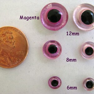 6 Pair 4mm or 5mm or 6mm or 7mm or 8mm Glass EYES on Wire Iridescent ...