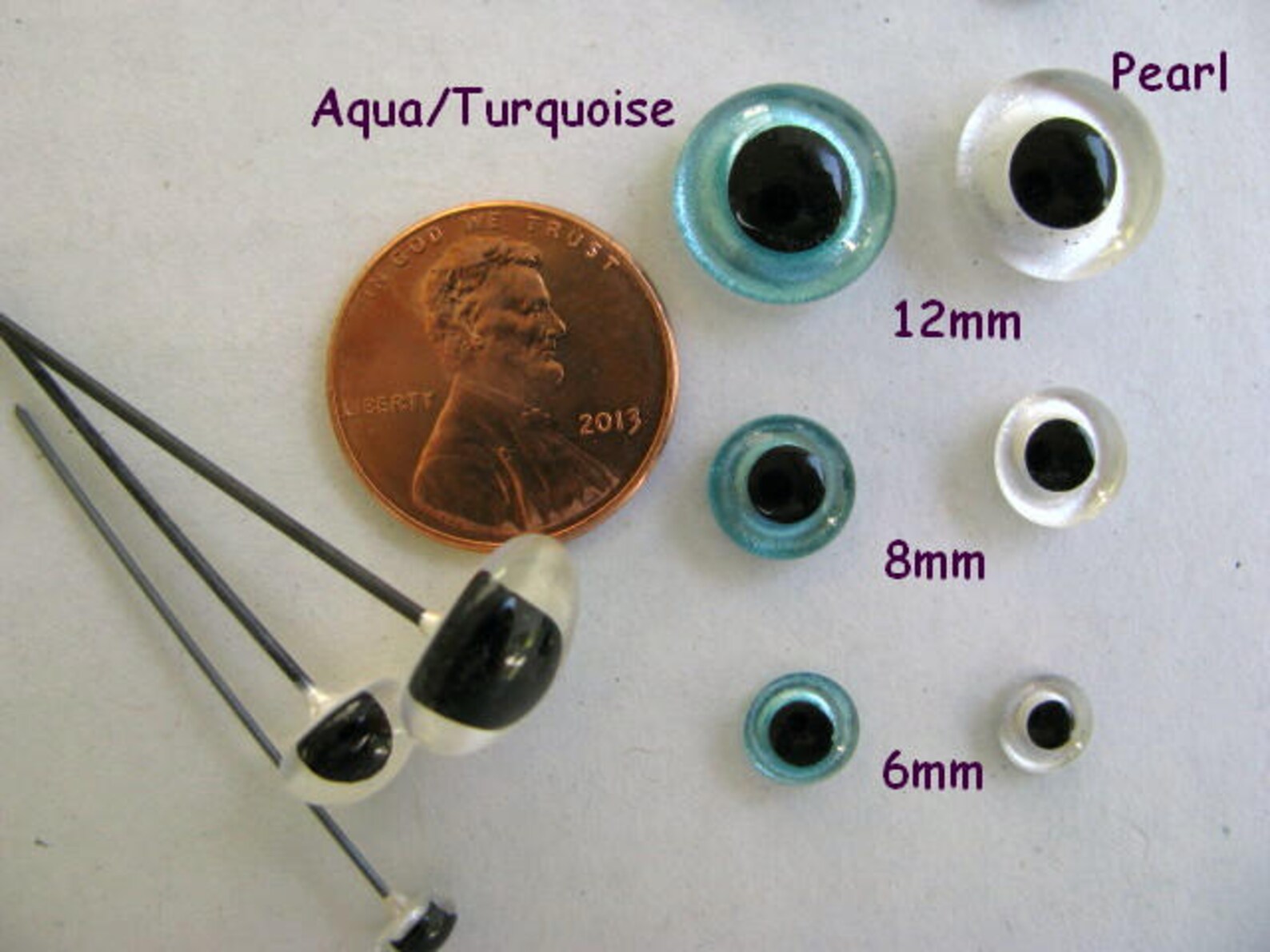 6 Pair 4mm or 5mm or 6mm or 7mm or 8mm Glass EYES on Wire - Etsy