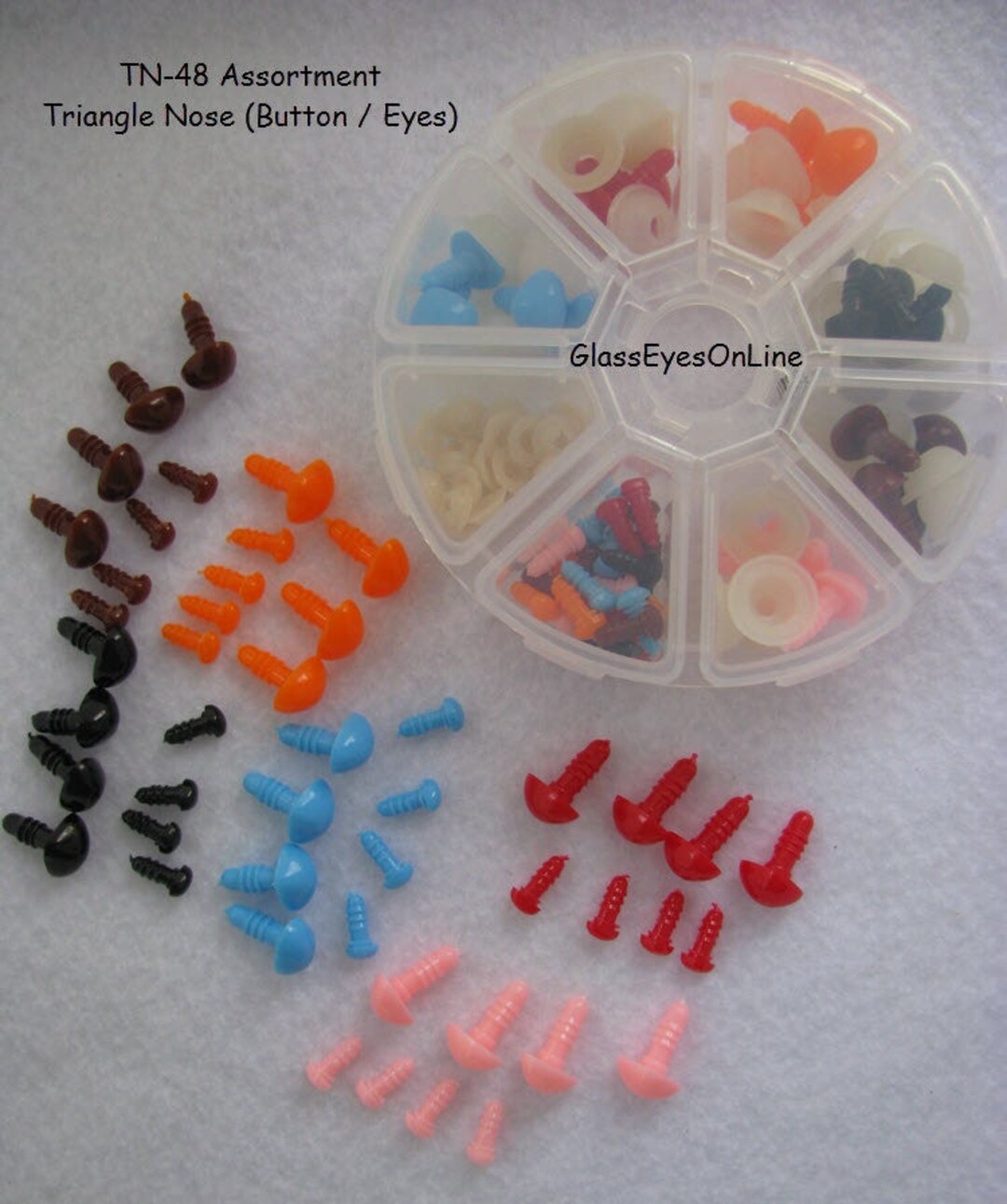 48 Triangle Noses, Buttons, Eyes Assortment With Round Plastic Case ...