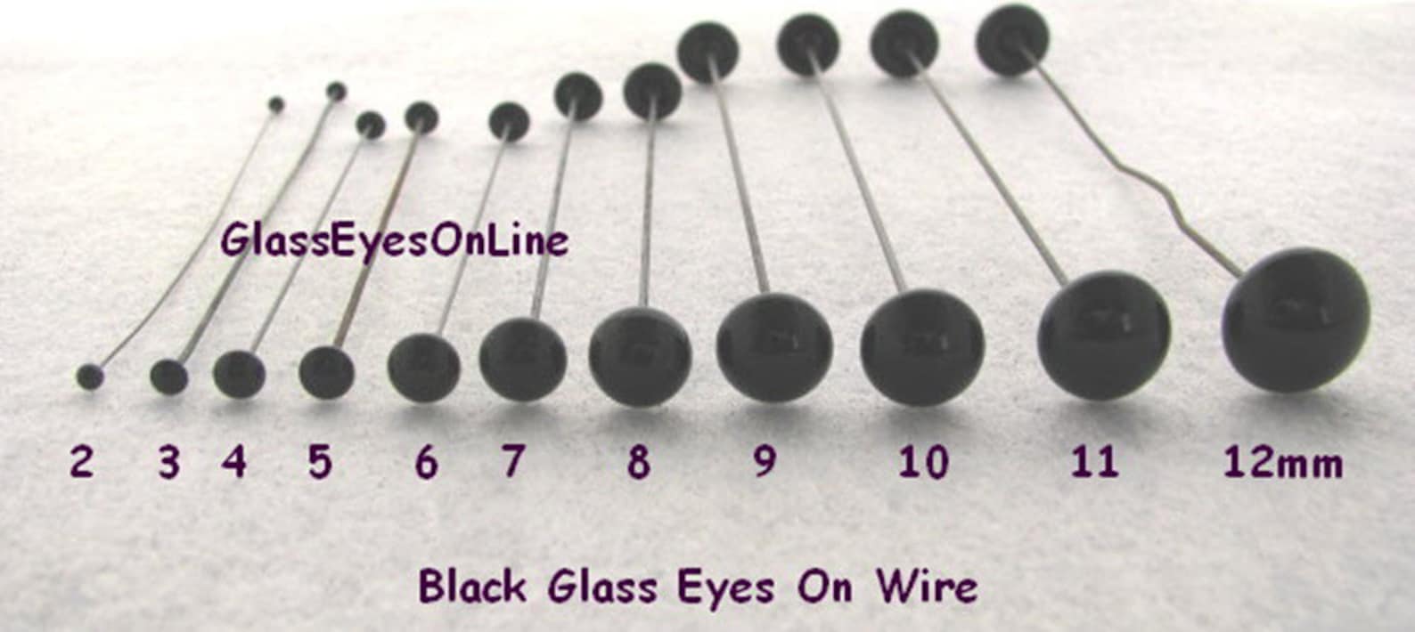 6 PAIR GLASS EYES on Wire Solid Black Choose 1mm to 8mm for | Etsy