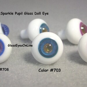 1 PAIR 12mm Solid Glass Eyes With Sparkle Pupils for Polymer Clay ...