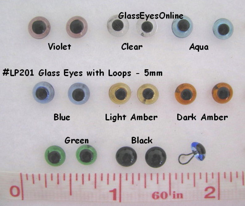 7 Pair Glass Sew on Eyes With Wire Loops Choose Size 4mm to - Etsy