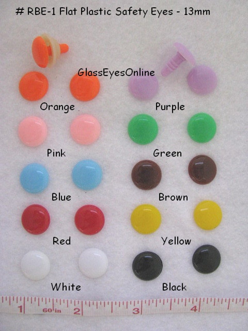 10 PAIR 10mm or 13mm or 17mm Safety Eyes Noses Buttons Flat - Etsy