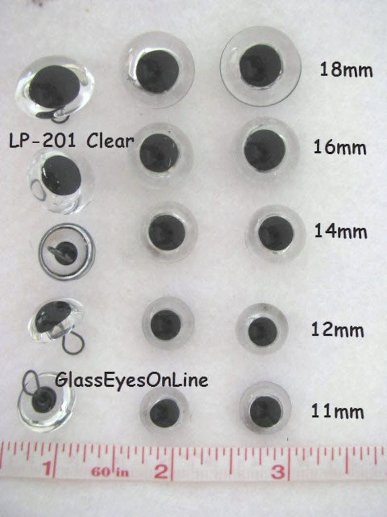3 PAIR Glass EYES Wire Sew on Loops Size 9mm to 18mm for | Etsy