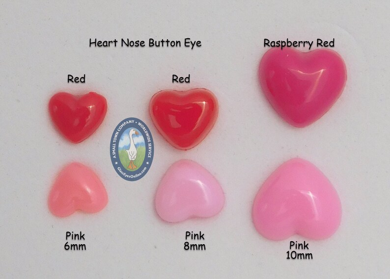 32 Pc. Heart Safety NOSES, Buttons, or Eyes 6mm or 8mm or 10mm With ...