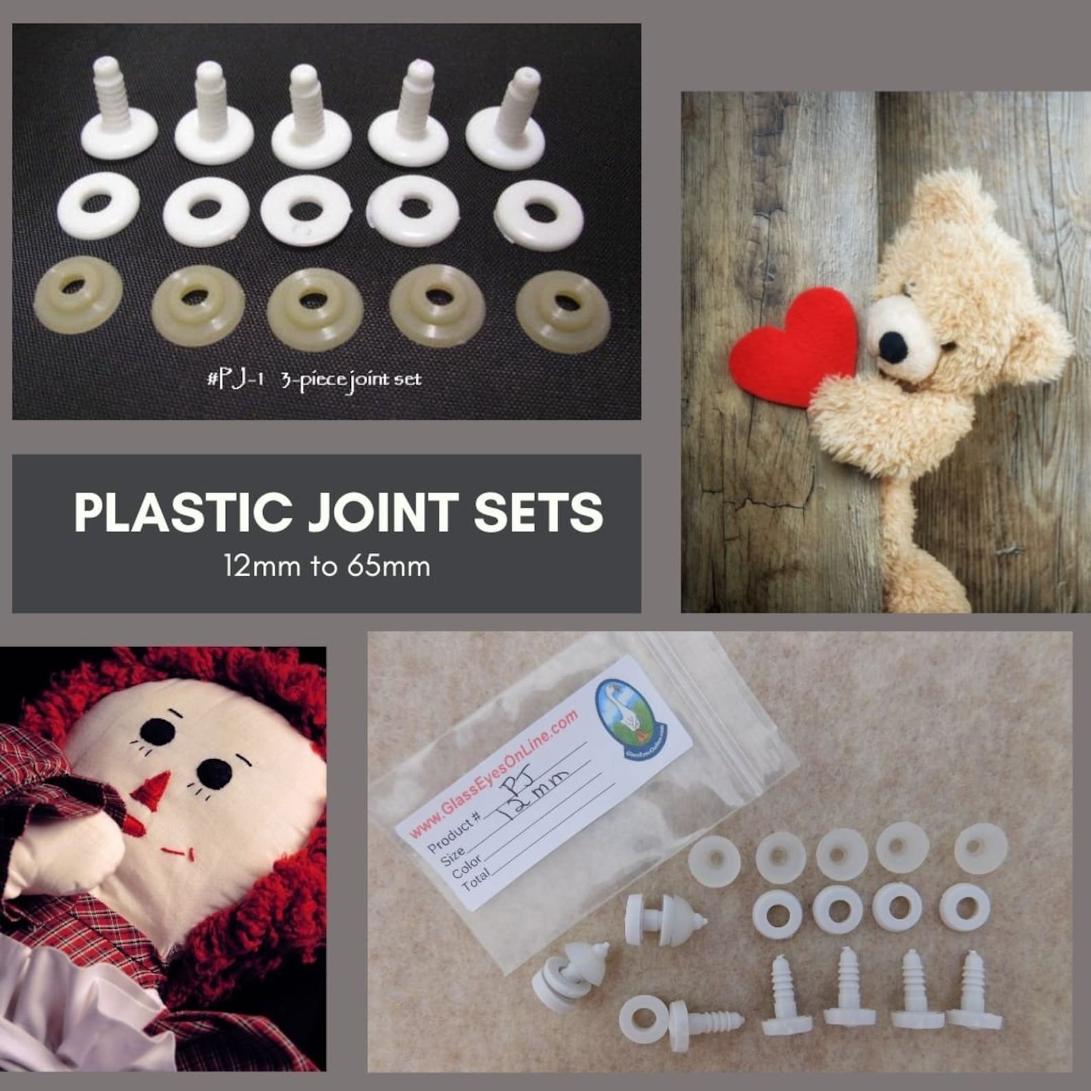 Plastic Joint Sets for Complete Teddy Bear Doll Plush Animal 12mm to ...