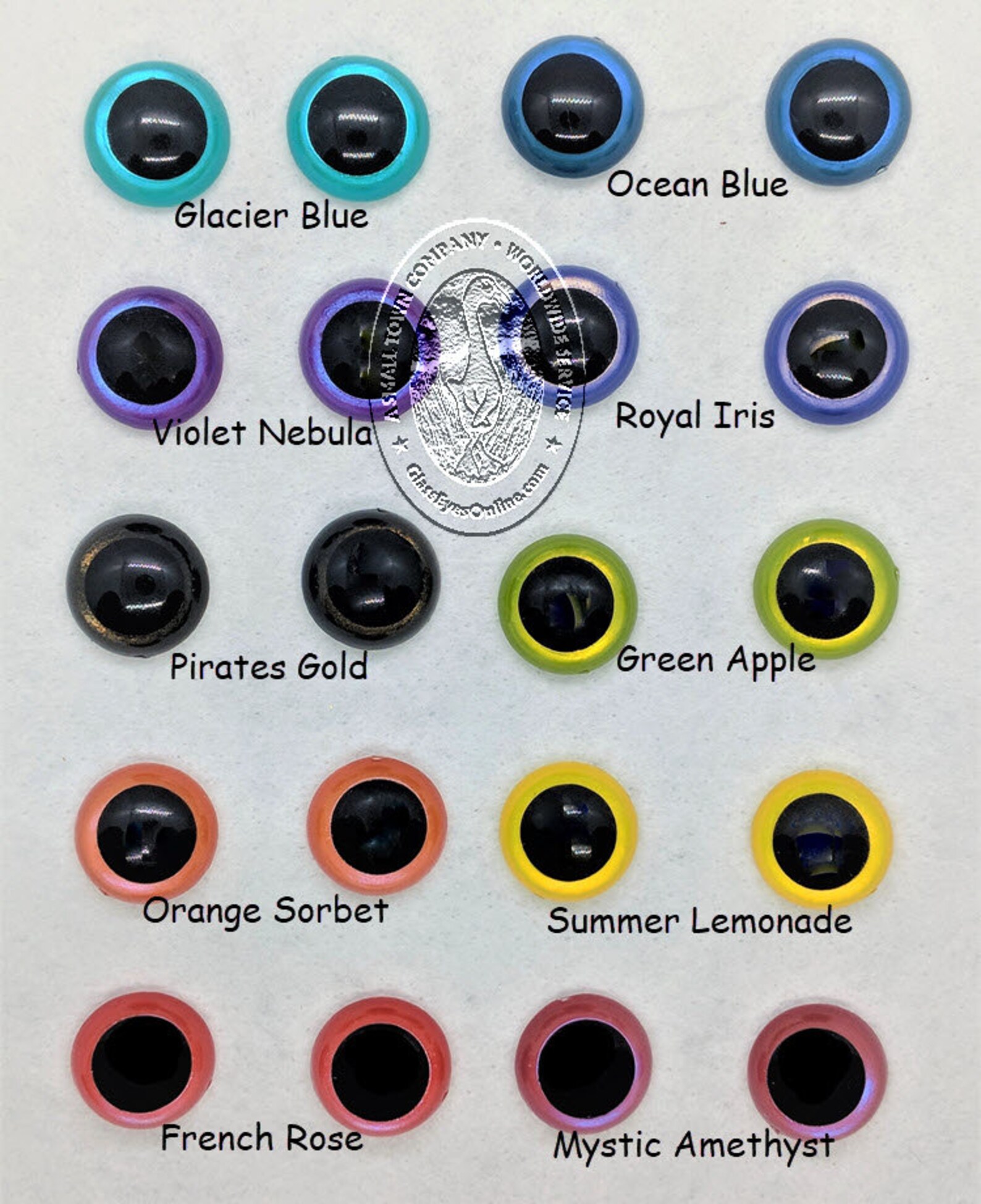 Safety Eyes Hand Painted 10 Pair 6mm to 12mm Chromatophore Colors for ...