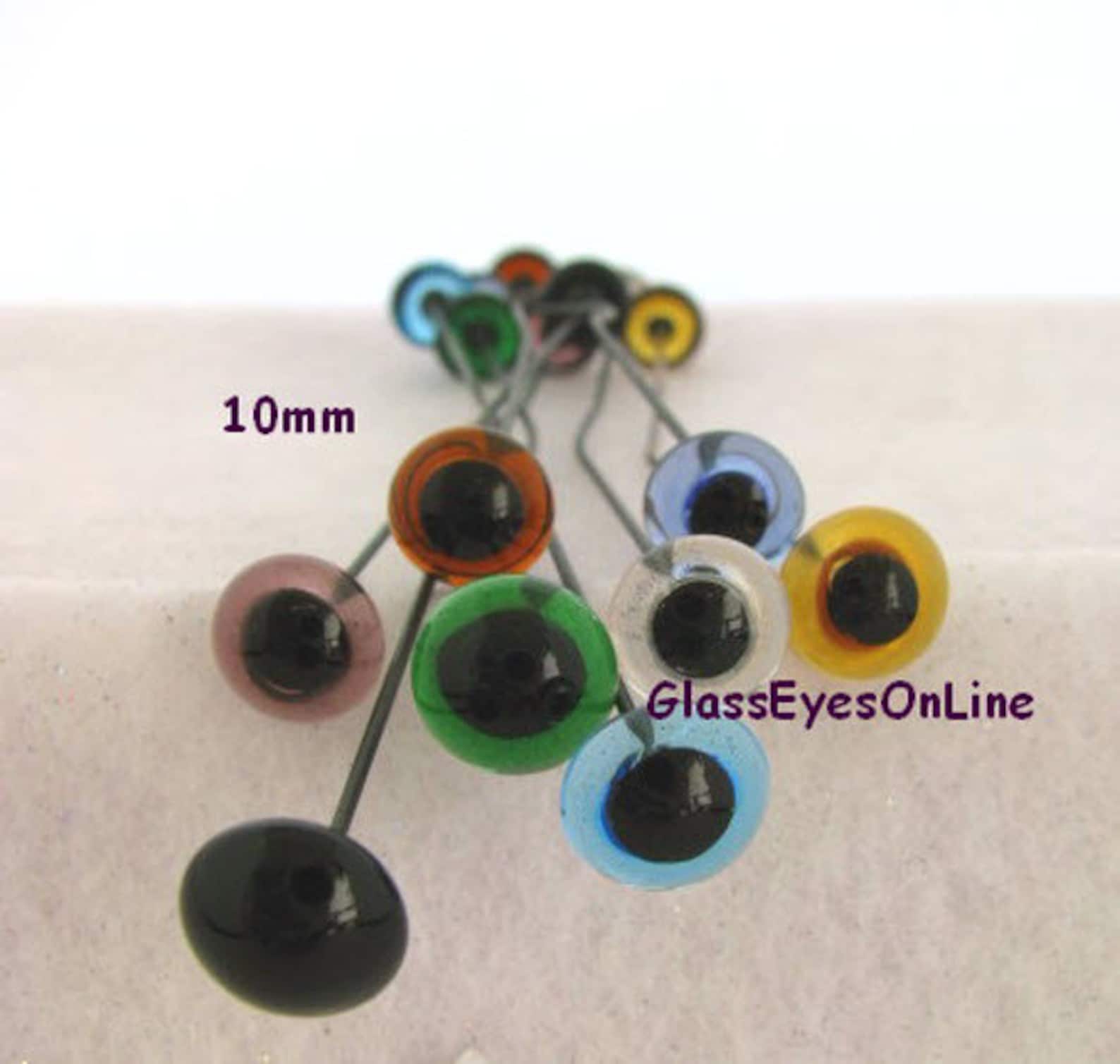 6 PAIR Glass Eyes On Wire Asst Size 8mm to 14mm Choose Color | Etsy