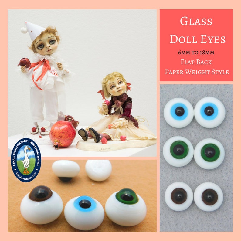 Glass Doll Eyes Paperweight 6mm To 18mm 1 Pair Sculpture Etsy