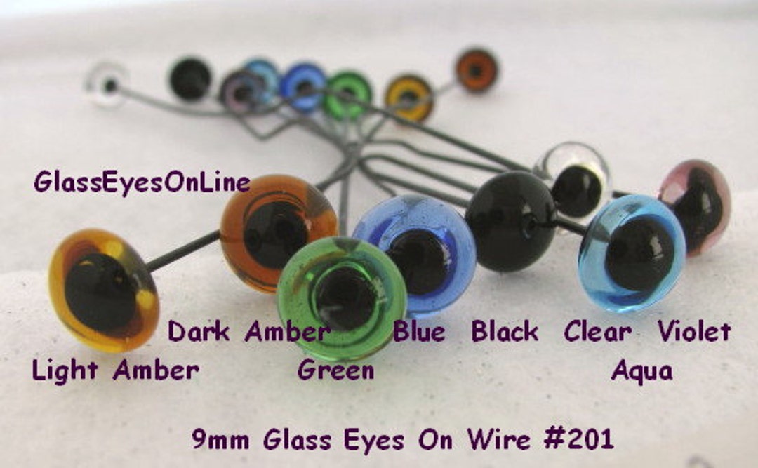 7 PAIR Glass Eyes on Wire 9mm or 10mm or 11mm or 12mm Teddy Bear ...