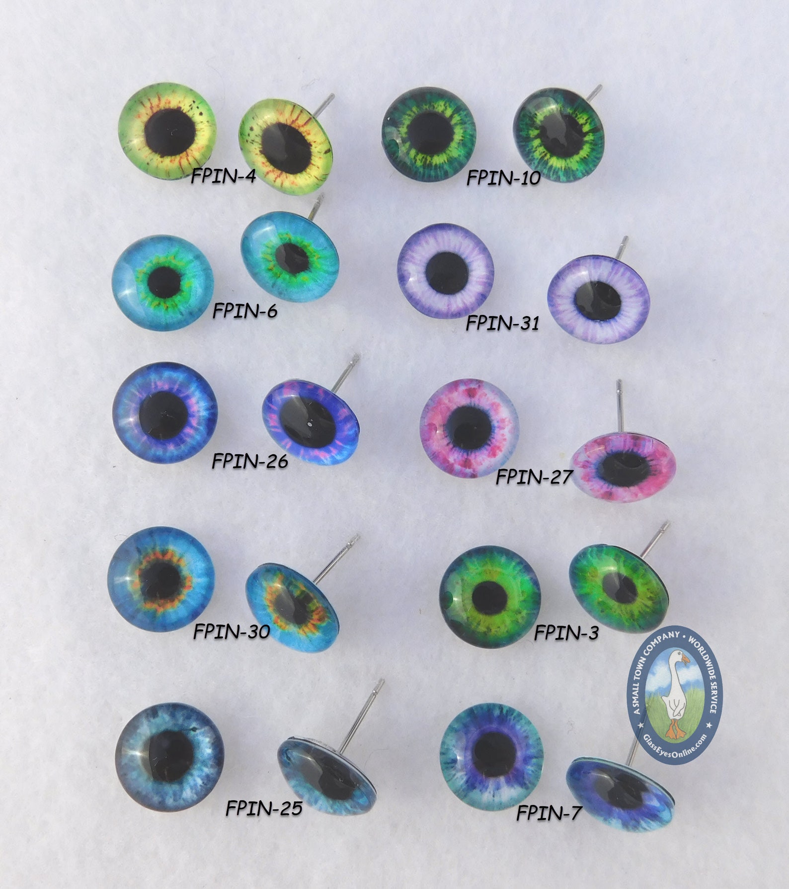 1 PAIR Glass Cabochon Eyes on Wire Pins 6mm to 14mm Art Doll - Etsy