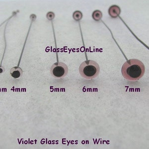 7 PAIR Asst Size 2mm to 8mm Glass Eyes on WIRE Choose Color for Teddy ...