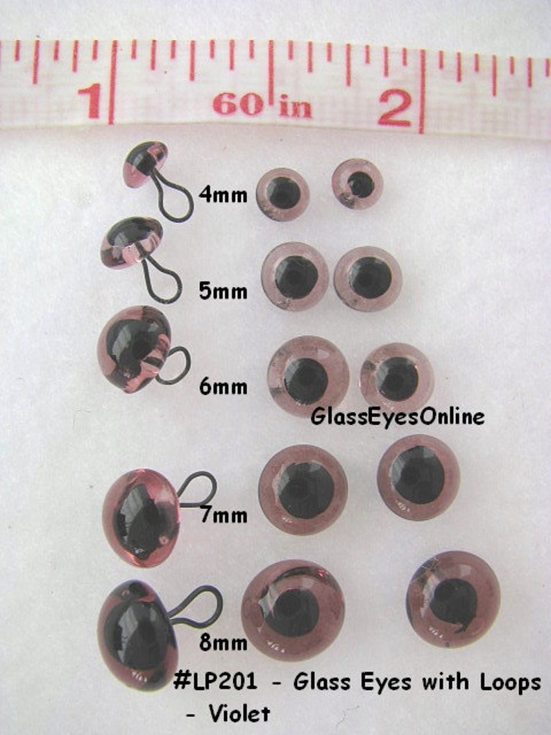 12 PAIR 4mm or 5mm or 6mm or 7mm or 8mm Glass EYES Wire Loops | Etsy