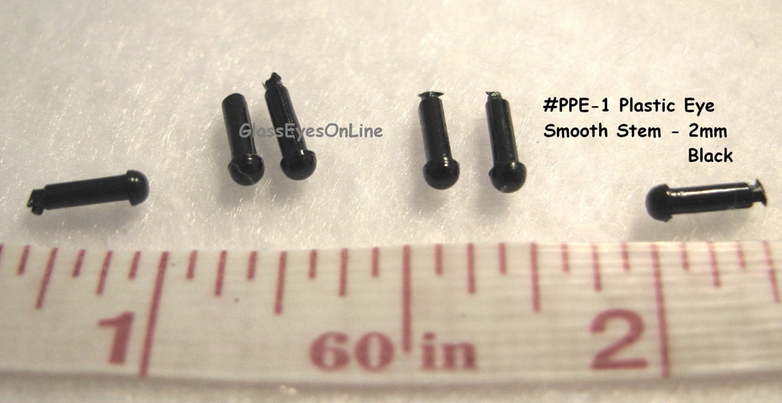 24 PAIR Black Plastic EYES With Straight Stems 2mm or 3mm or 4mm or 5mm ...