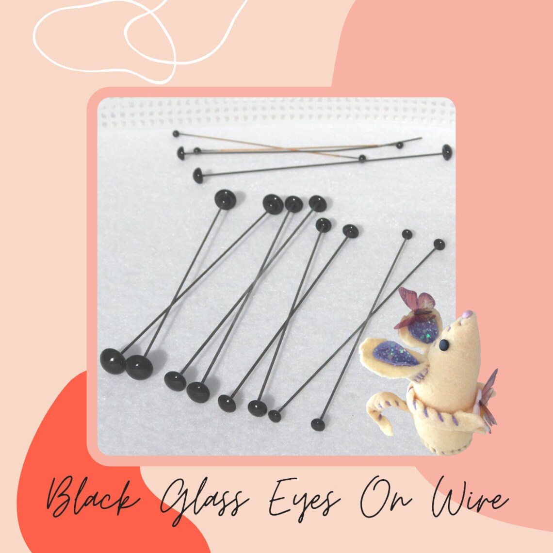 6 PAIR GLASS EYES on Wire Solid Black Choose 1mm to 8mm for | Etsy