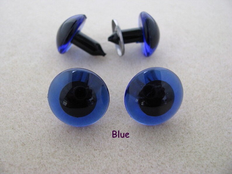 6 PAIR Safety Eyes Transparent Colors Acrylic With Metal Washers 14mm ...