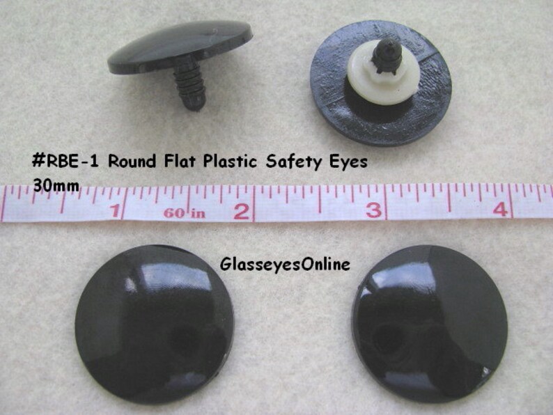 6 Pair Round Flat Black Disc Safety Eyes, Nose, Buttons, 17mm or 24mm ...