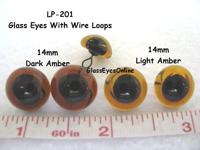 3 PAIR Glass EYES Wire Sew on Loops Size 9mm to 18mm for | Etsy