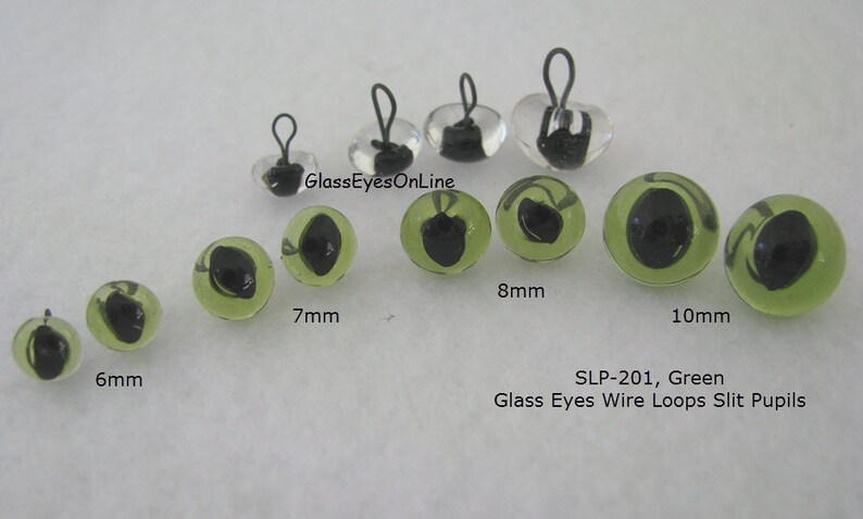 6 PAIR Glass Eyes With SLIT Pupil Sew on Wire Loops Size 6mm - Etsy