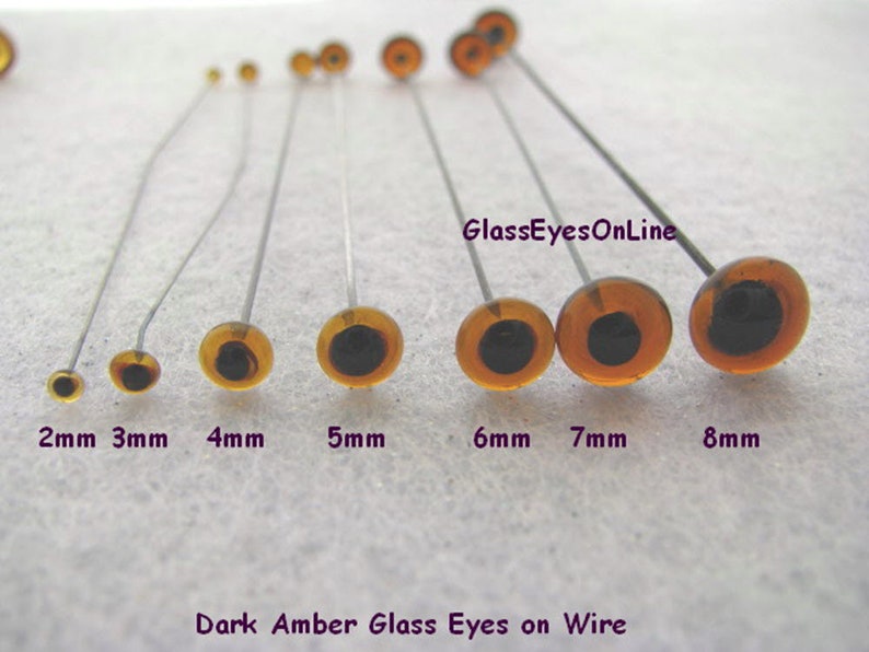 12 PAIR Glass Eyes on Wire 2mm or 3mm or 4mm or 5mm or 6mm or - Etsy