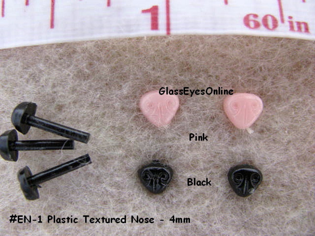 20 Noses 4mm With Straight Stem Plastic Textured for Teddy Bear Puppy ...