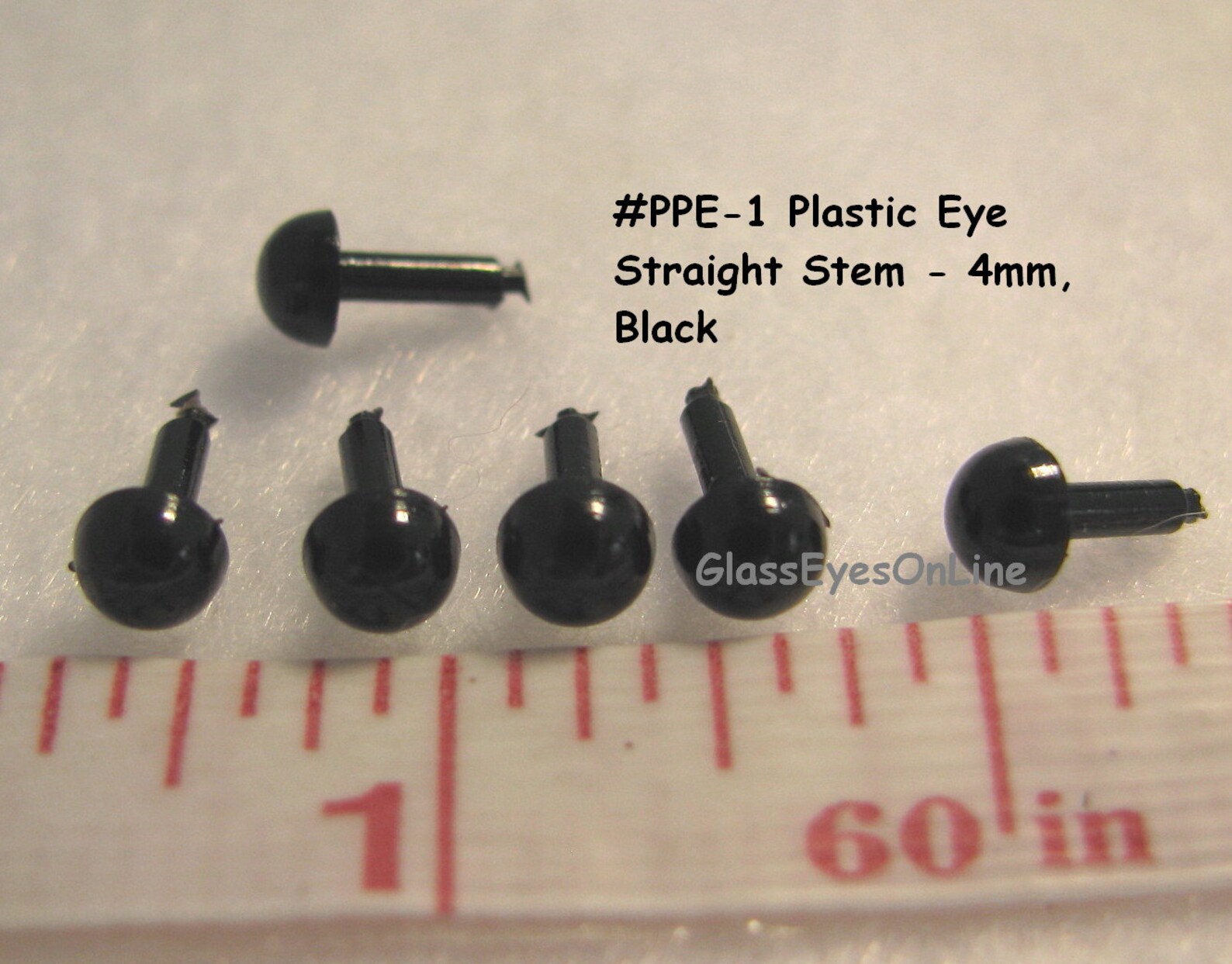 24 PAIR Black Plastic EYES With Straight Stems 2mm or 3mm or 4mm or 5mm ...