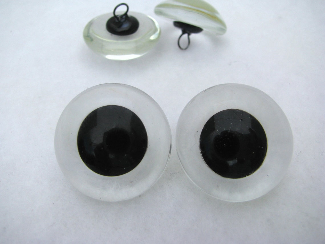 1 PAIR 24mm Glass EYES Wire Loops Clear Teddy Bears Dolls Plush Animals ...