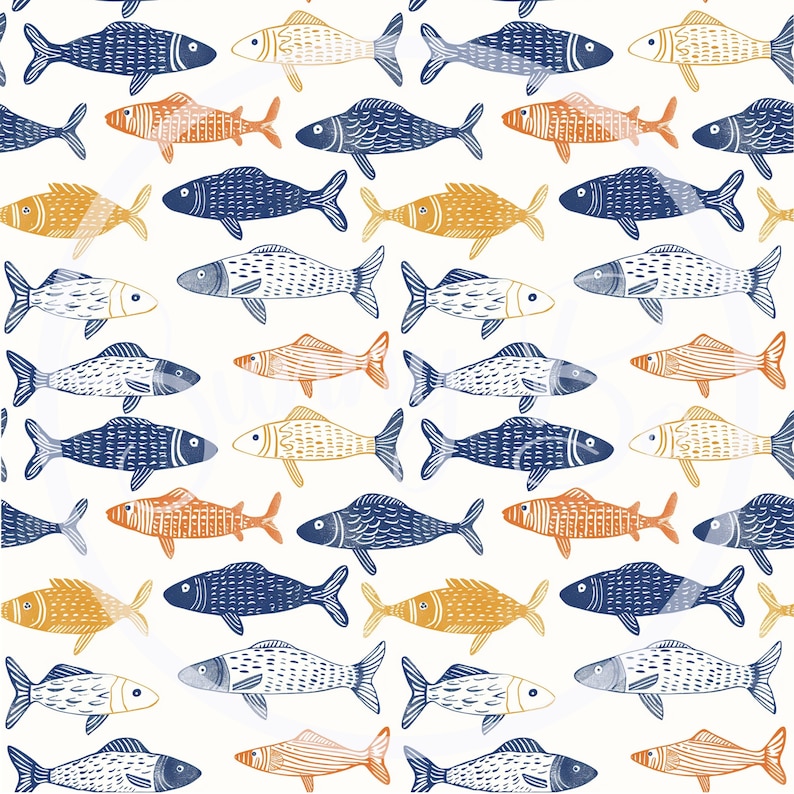 Digital Print Fish Seamless Repeating Pattern - Etsy