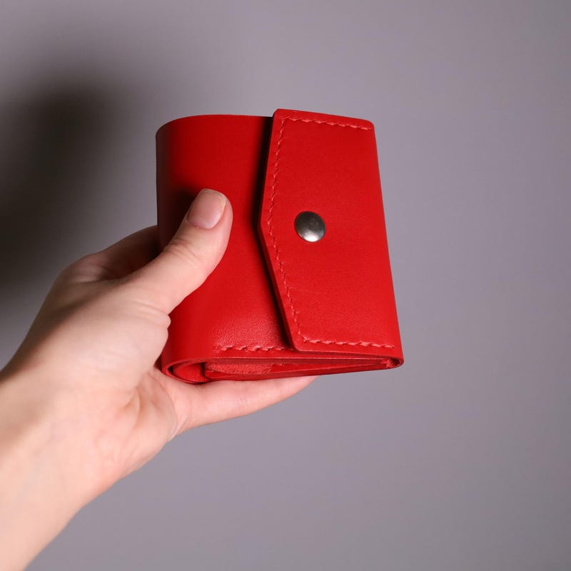 Red Leather Wallet - Etsy