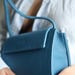 Blue Leather Crossbody Bag - Structured Design, Genuine Leather Purse ...