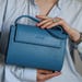 Blue Leather Crossbody Bag - Structured Design, Genuine Leather Purse ...