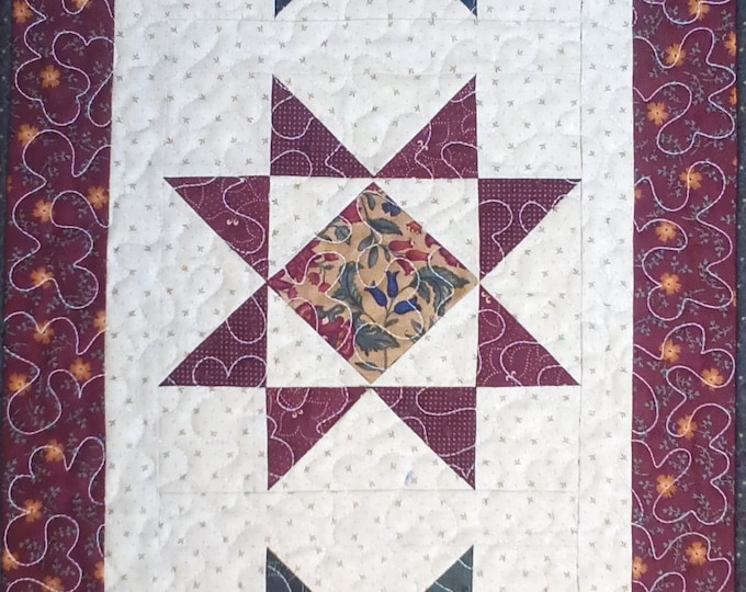 Quilted Table Runner, Navy and Red Pinwheel Runner, Farmhouse Runner ...