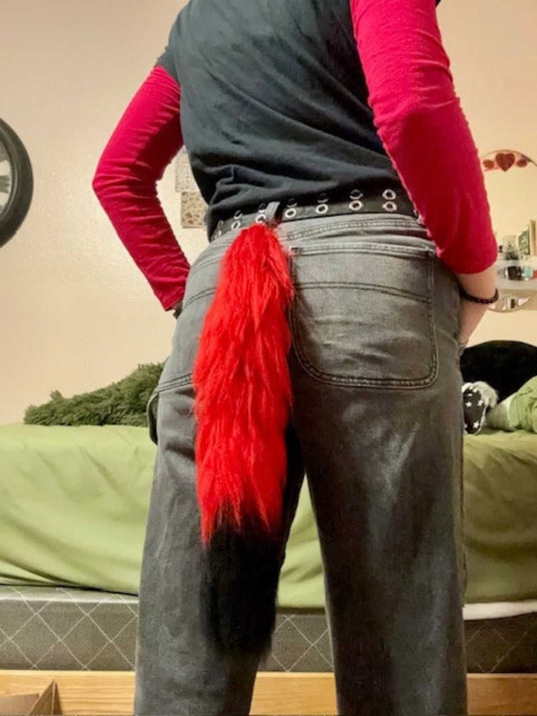Long Red and Black Yarn Tail Therian Animal Costume 18in. - Etsy