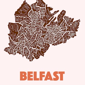 Belfast City Neighborhood Hand-drawn Map Print - Etsy